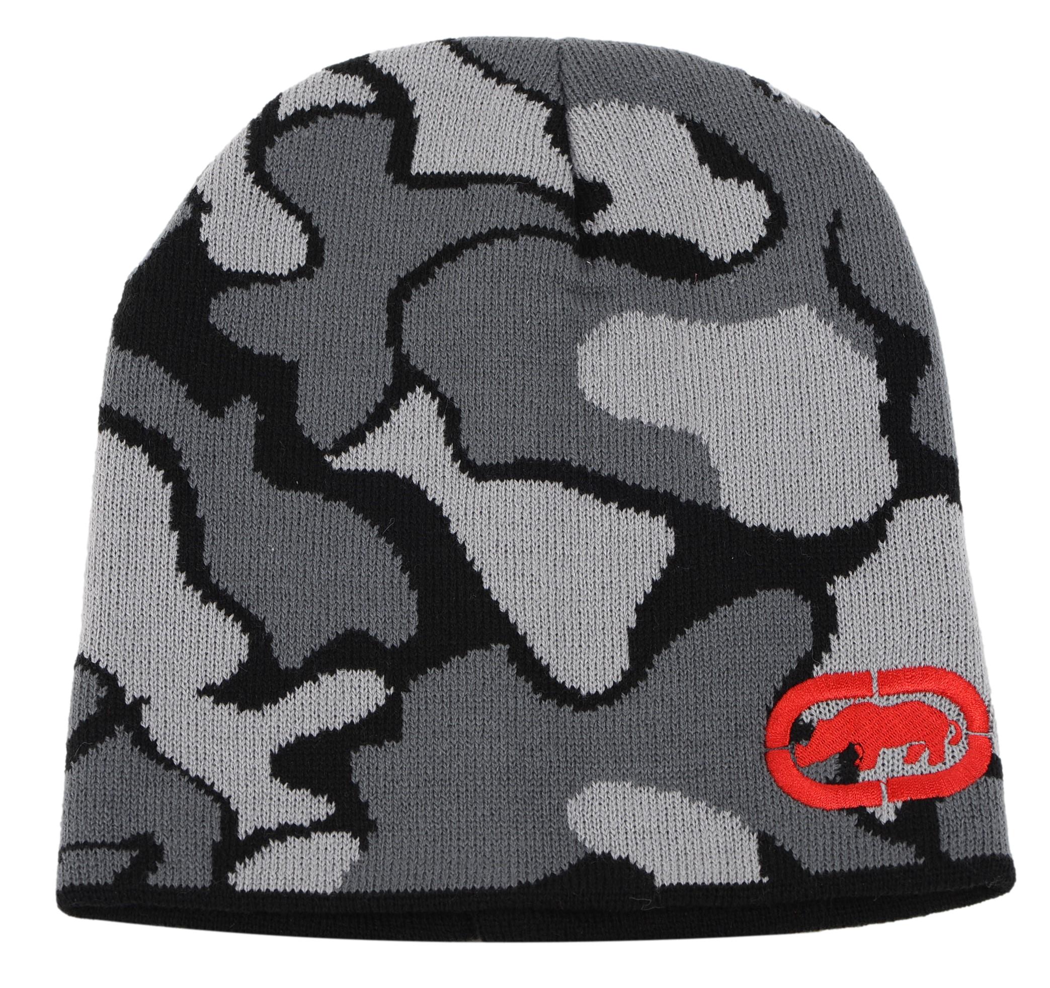 Ecko Unltd Beanie Knit OSFM Hat with Rhino Logo Camo Grey – socallook.com